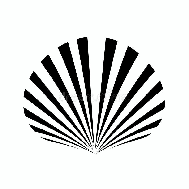 Black and White Shell Design with Radiating Lines and Striking ...