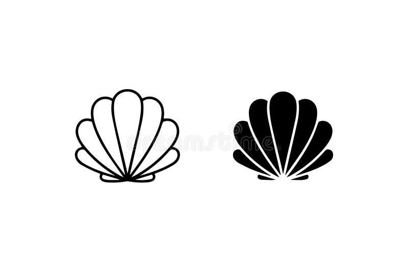 Black and White Shell. Vector Icon Stock Illustration - Illustration of ...