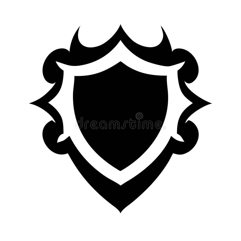 A Black and White Shield with Ornate Design Stock Vector - Illustration ...