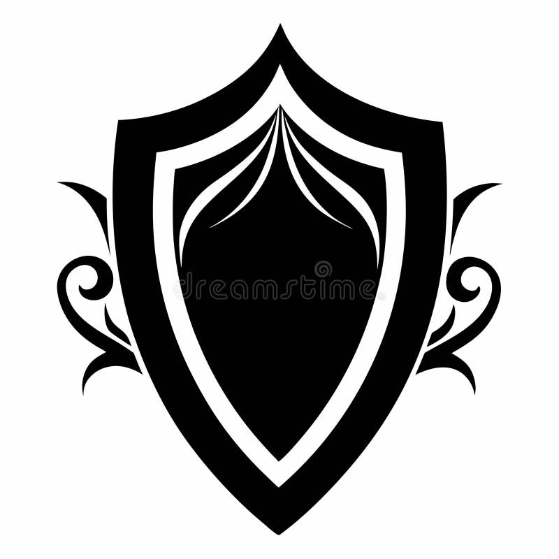 A Black and White Shield with Ornate Design Stock Vector - Illustration ...