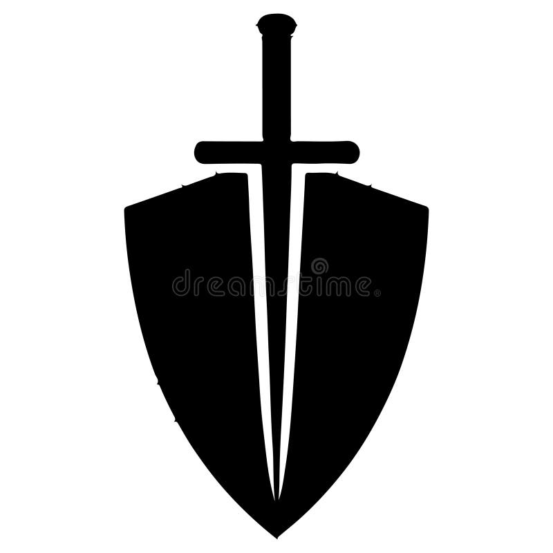 Black and White Shield with Sword Graphic Design. Stock Vector ...