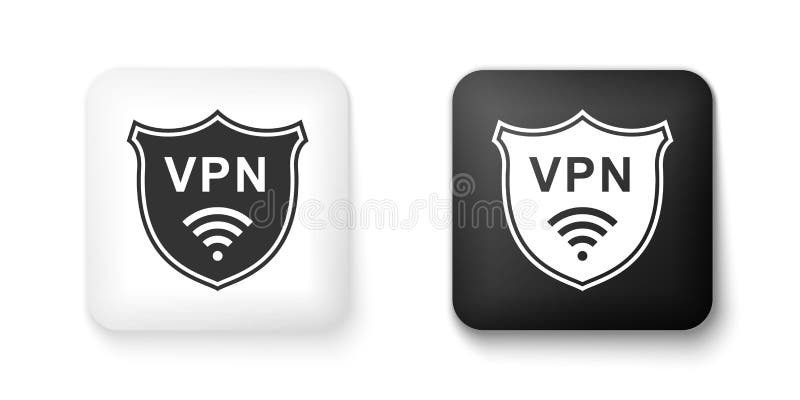 Black and White Shield with VPN and WiFi Wireless Internet Network Icon ...