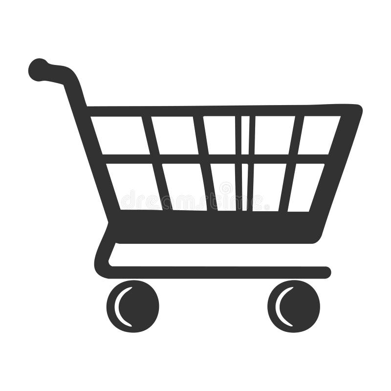 Black and White Shopping Cart Icon Symbolizing Commerce and Retail ...