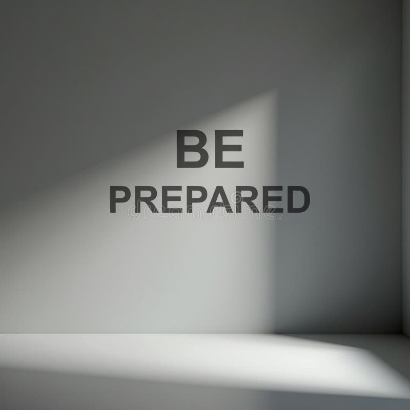 A Black and White Sign that Says Be Prepared on White Stock ...