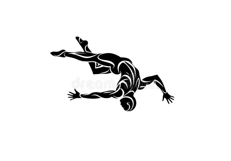 Black and White Silhouette of an Acrobatic Balance of Stylized ...