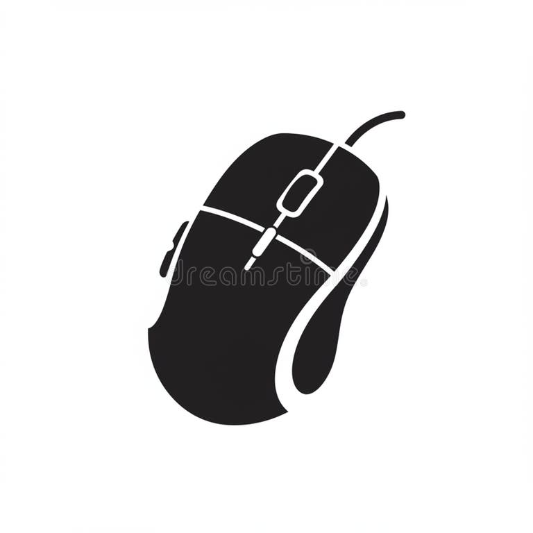 Black and White Silhouette of a Computer Mouse Viewed from Above. it ...