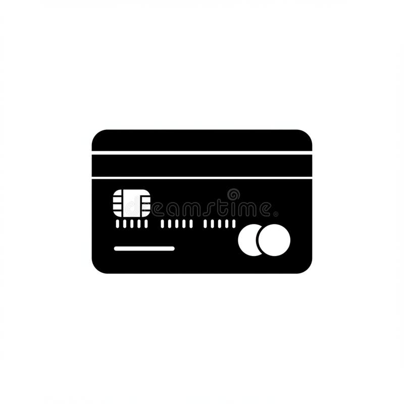 Black and White Silhouette of a Credit Card. Features Include a Chip on ...