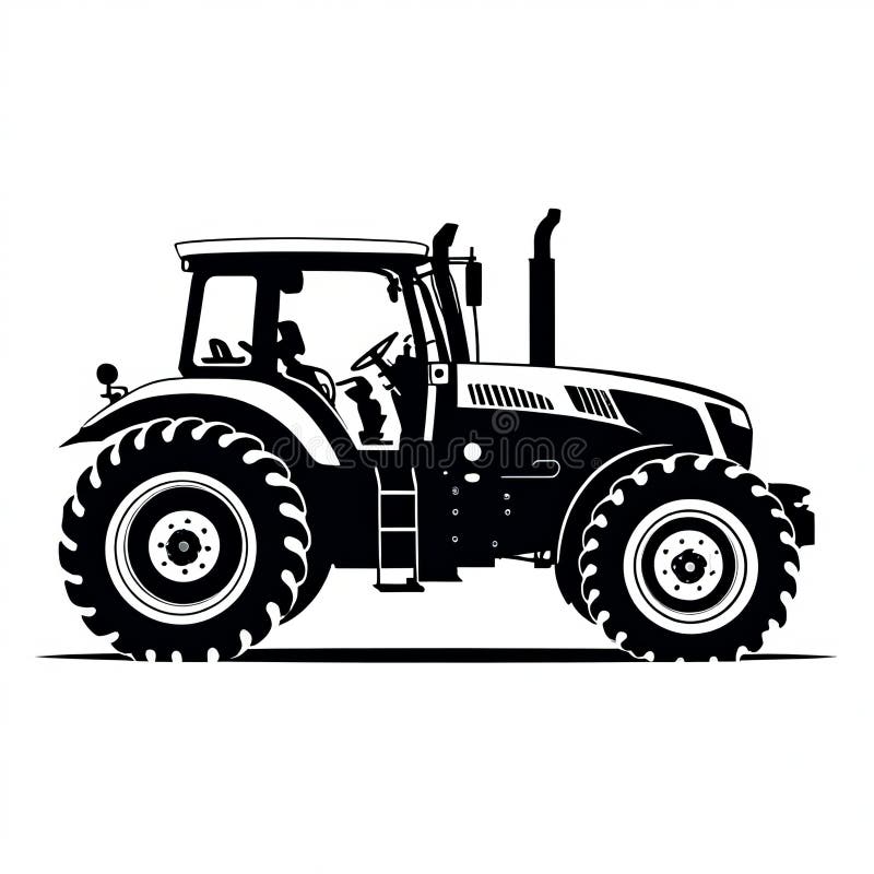 Black and White Silhouette of Farm Equipment Design Stock Illustration ...