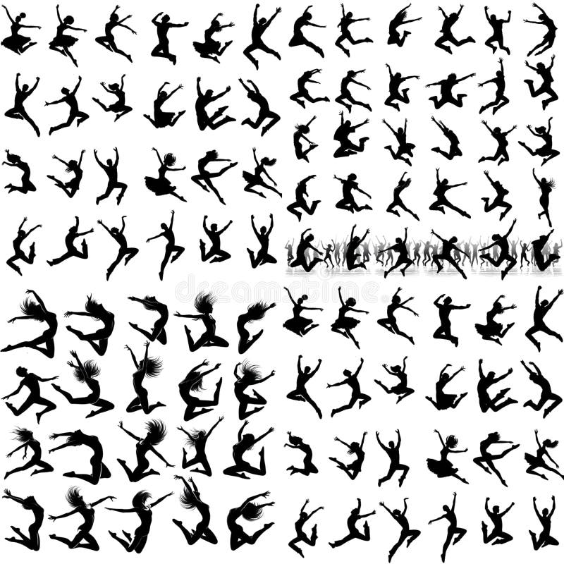 Dynamic Dance Silhouettes Grid Stock Illustration - Illustration of ...