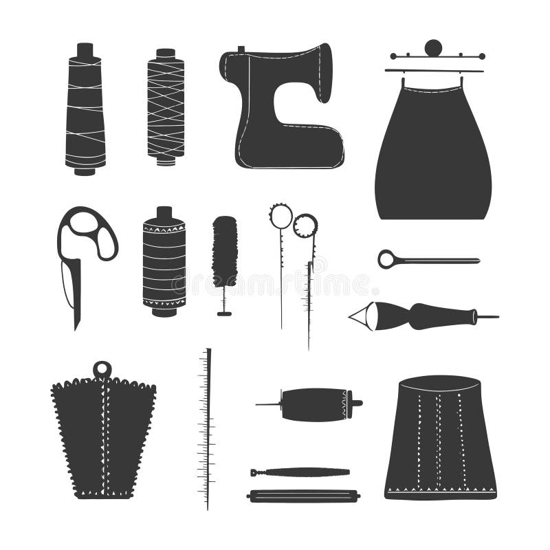 Sewing Kit: Essential Tools and Supplies for Dressmaking Stock Vector ...