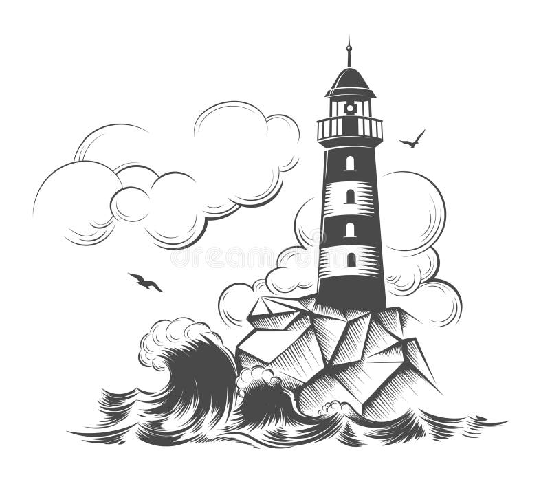Lighthouse Black White Vector Stock Photos - Free & Royalty-Free Stock ...