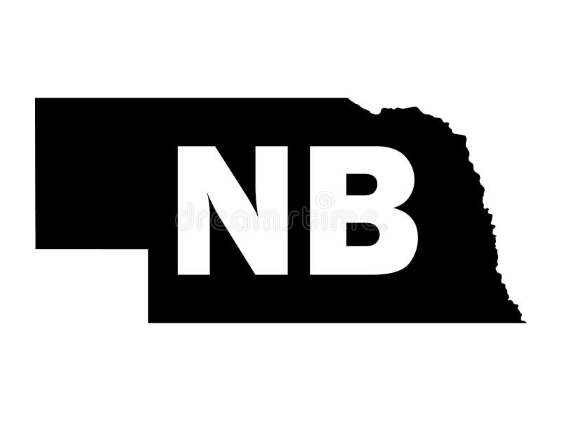 Black Map of Nebraska with Postal Code Abbreviation Stock Vector ...
