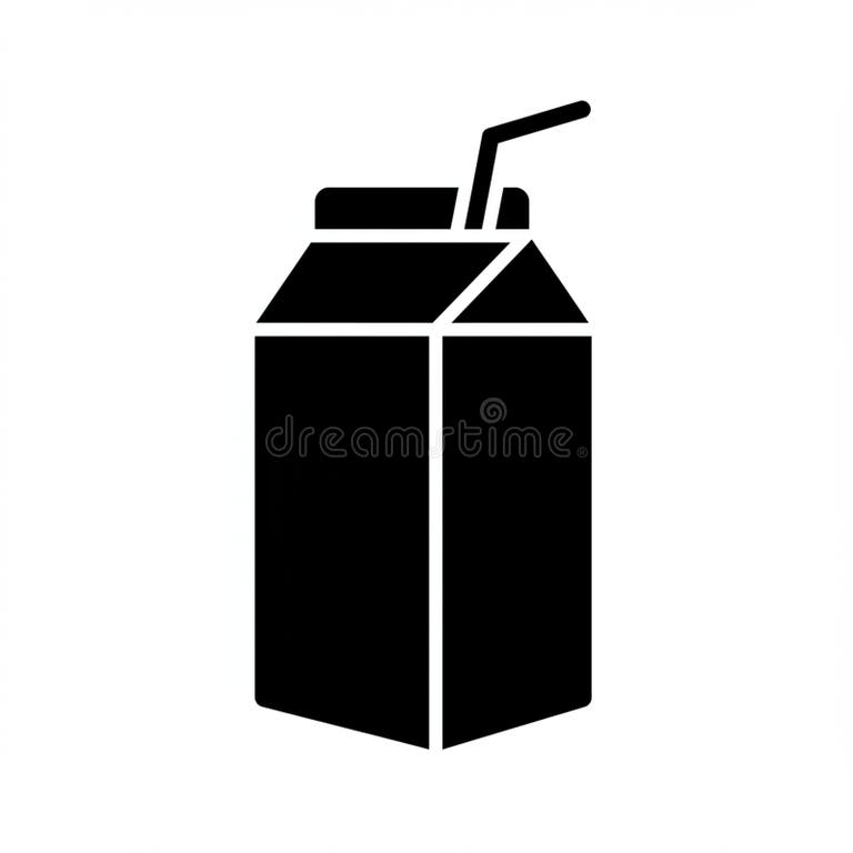 Black and White Silhouette of a Rectangular Beverage Carton with a ...