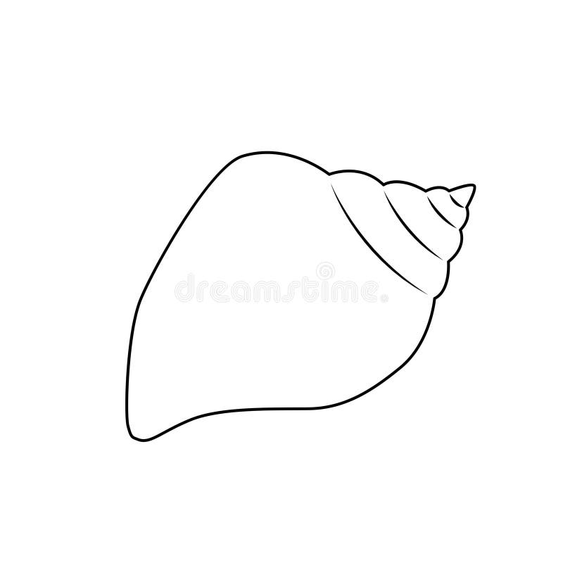Black and White Silhouette of Seashell. Monochrome Contour Drawing ...