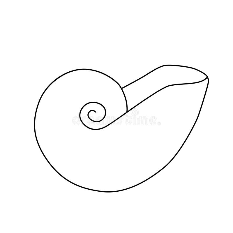 Black and White Silhouette of a Seashell. Outline Drawing. Vector ...