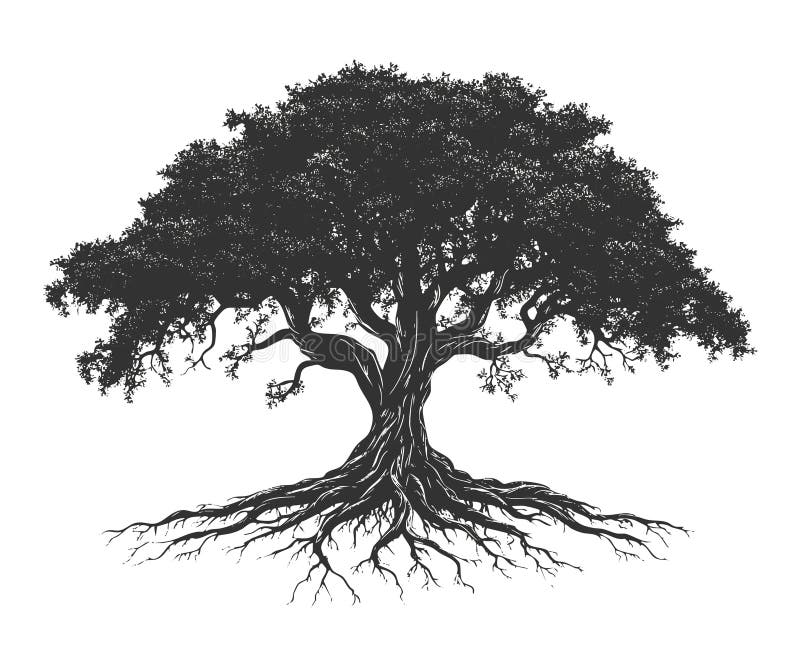 Black White Tree Roots Stock Illustrations – 5,741 Black White Tree ...