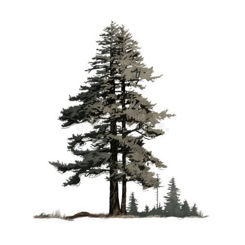 Black and White Silhouette Tree, in the Style of Realistic Brushwork ...