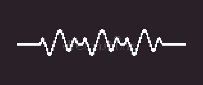 Black and White Simple 1bit Vector Pixel Art of Heartbeat Cardiogram ...