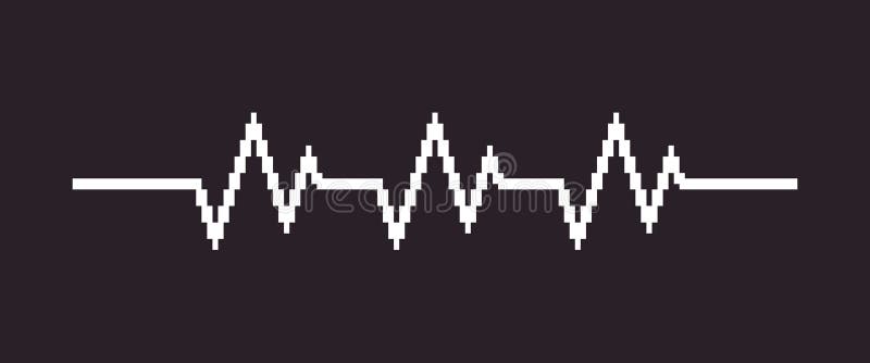 Black and White Simple 1bit Vector Pixel Art of Heartbeat Cardiogram ...