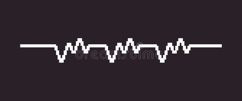Black and White Simple 1bit Vector Pixel Art of Heartbeat Cardiogram ...
