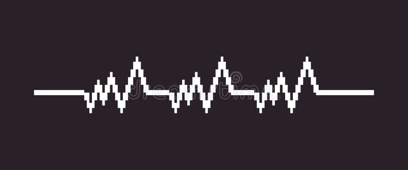 Black and White Simple 1bit Vector Pixel Art of Heartbeat Cardiogram ...