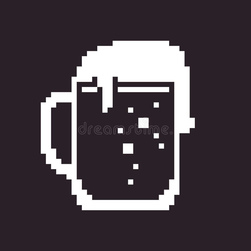 Black and White Simple 1bit Vector Pixel Art Icon of Beer Mug Stock ...