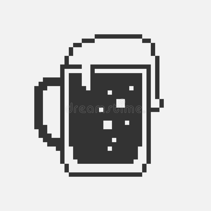 Black and White Simple 1bit Vector Pixel Art Icon of Beer Mug Stock ...