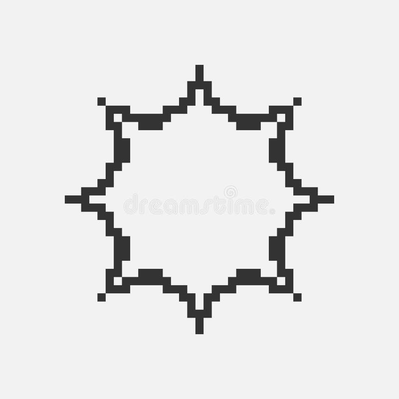 Black and White Simple 1bit Vector Pixel Art Icon of Retro Cartoon Sun ...