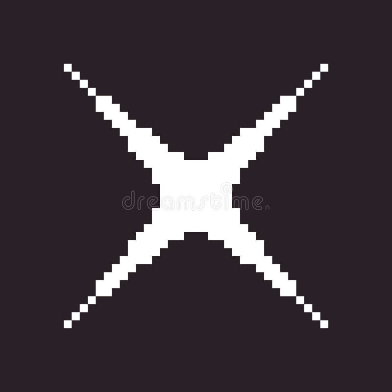 Black and White Simple 1bit Vector Pixel Art Icon of Star or Sparkle ...