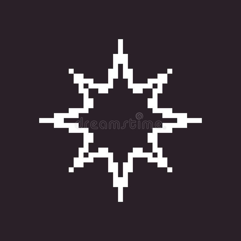 Black and White Simple 1bit Vector Pixel Art Icon of Star or Sparkle ...