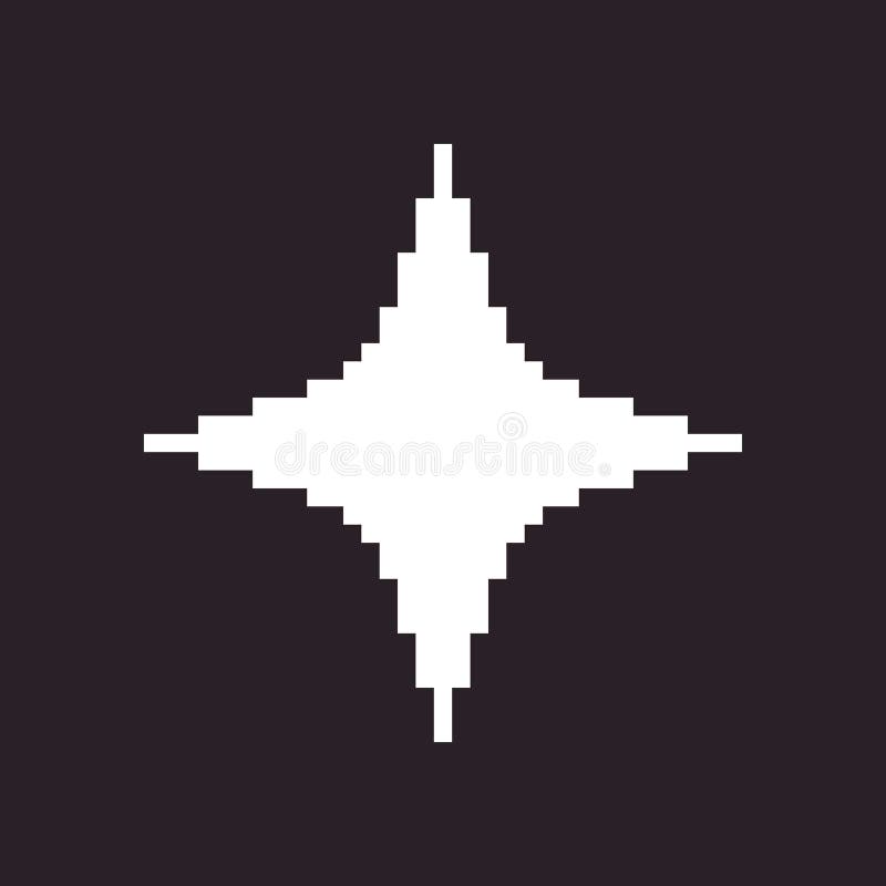 Black and White Simple 1bit Vector Pixel Art Icon of Star or Sparkle ...