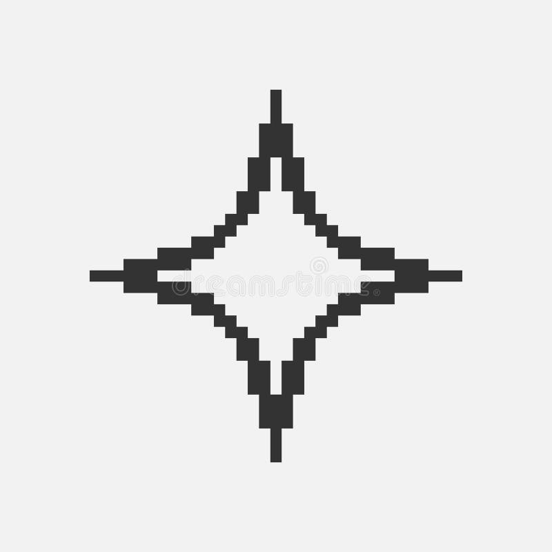 Black and White Simple 1bit Vector Pixel Art Icon of Star or Sparkle ...