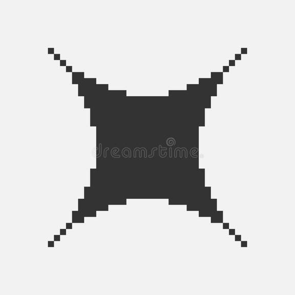 Black and White Simple 1bit Vector Pixel Art Icon of Star or Sparkle ...