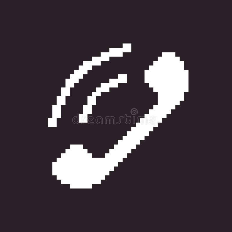 Black and White Simple 1bit Vector Pixel Art Icon of Telephone Handset ...