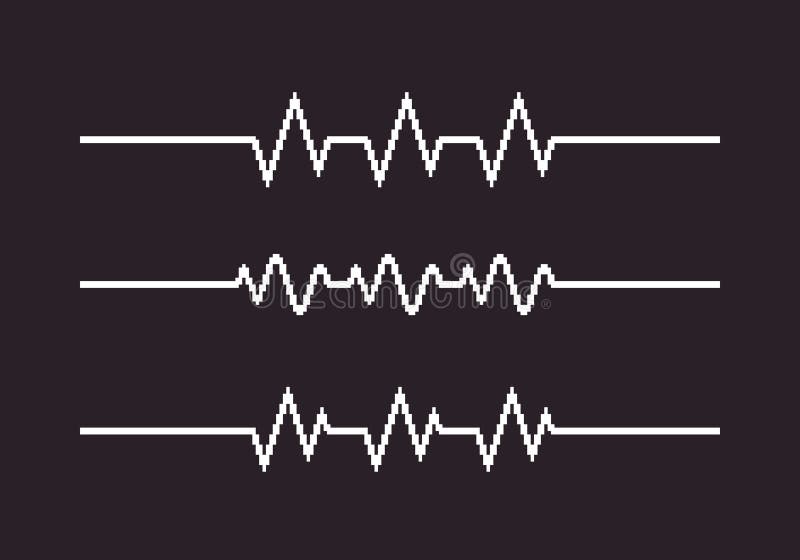 Black and White Simple 1bit Vector Pixel Art Set of Heartbeat ...
