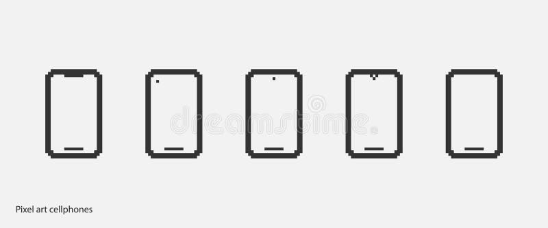 Black and White Simple 1bit Vector Pixel Art Set of Various Modern ...
