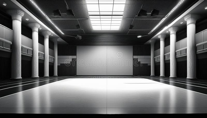 Black and White Simple Convention Hall Blank Space for Yours Design ...