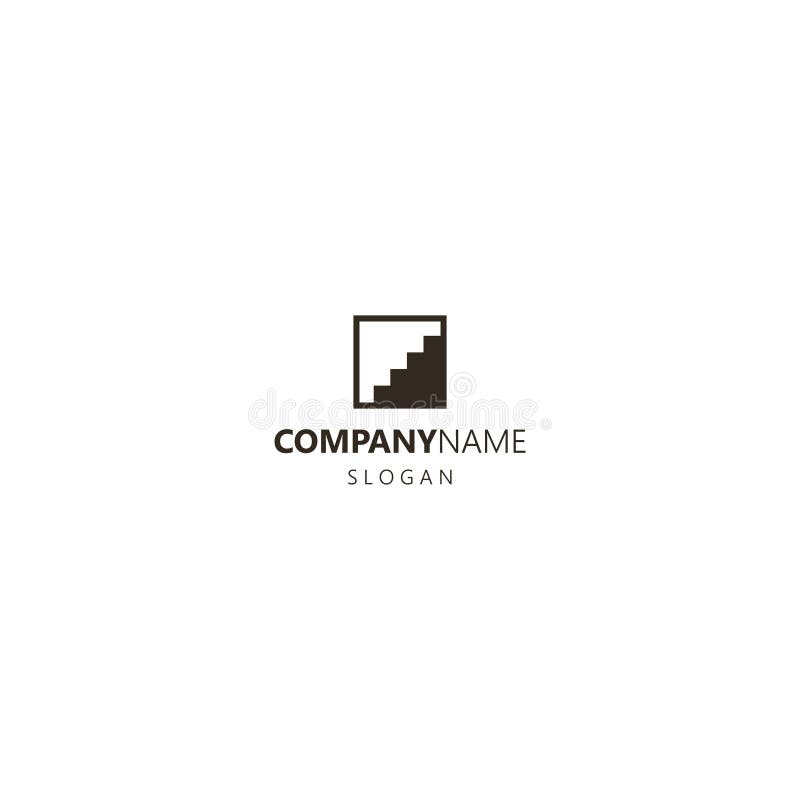 Simple Flat Art Vector Iconic Logo of Step Construction in a Square ...