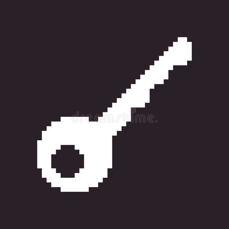 Black and White Simple 1bit Vector Pixel Art Icon of Modern Door Key ...