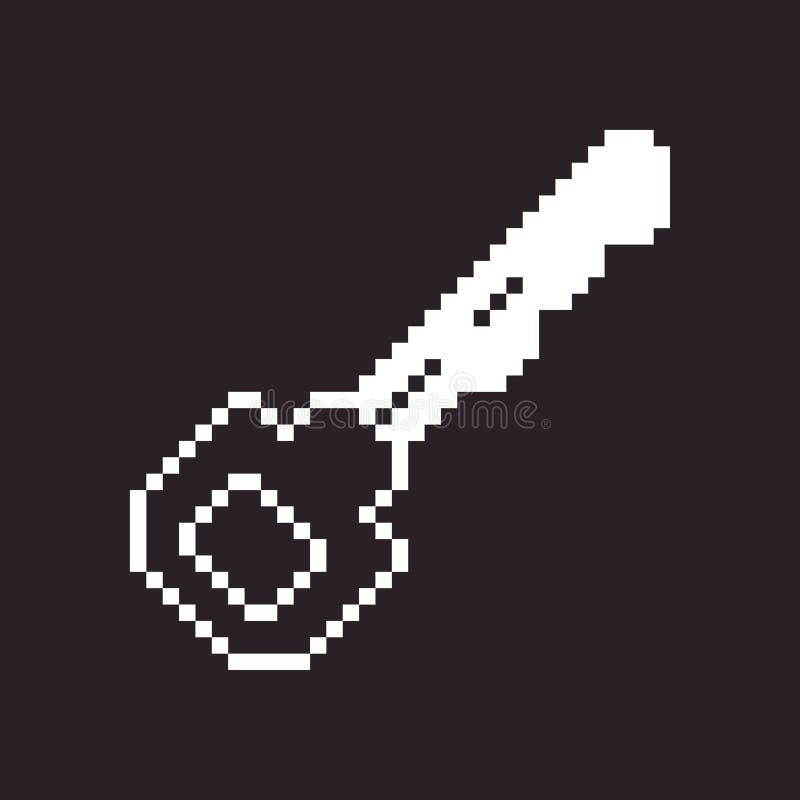 Black and White Simple 1bit Vector Pixel Art Icon of Modern Door Key ...
