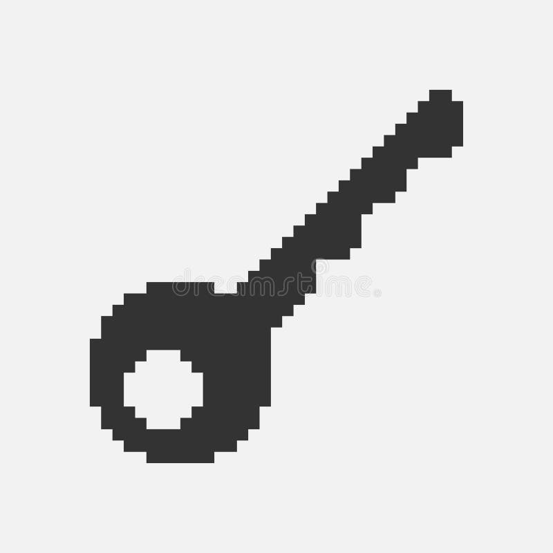 Black and White Simple 1bit Vector Pixel Art Icon of Modern Door Key ...