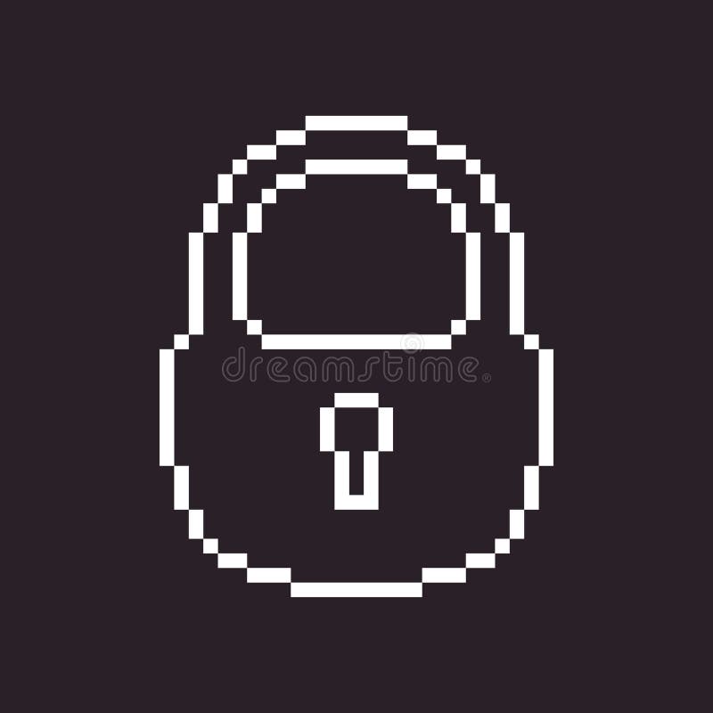 Simple Flat 1bit Vector Pixel Art Icon of Retro Vintage Locked Padlock ...