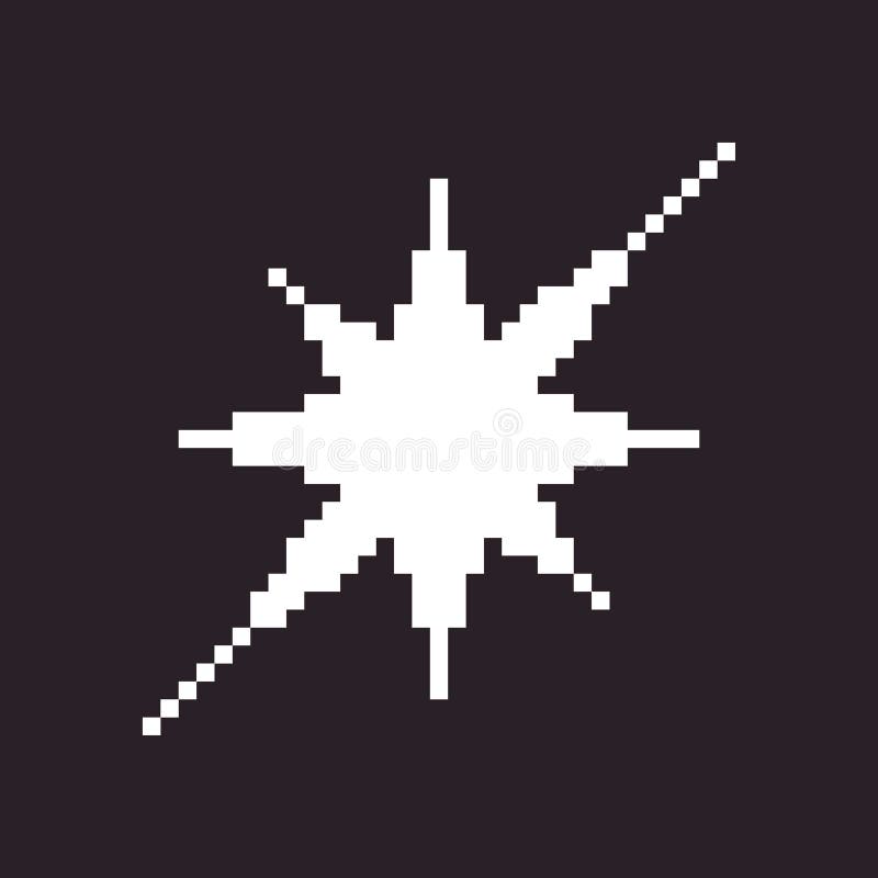 Black and White Simple 1bit Vector Pixel Art Icon of Star or Sparkle ...