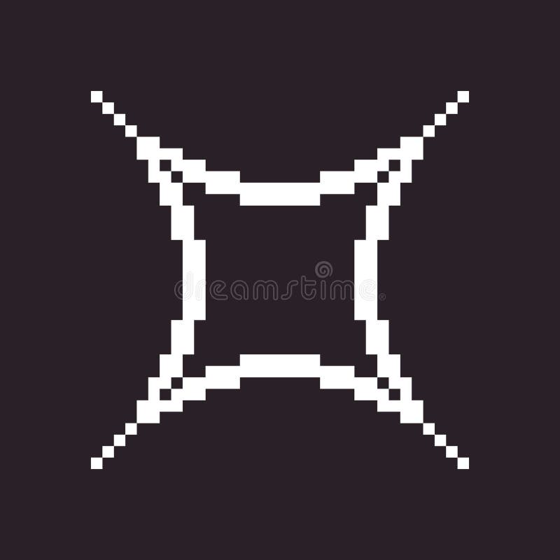 Black and White Simple 1bit Vector Pixel Art Icon of Star or Sparkle ...