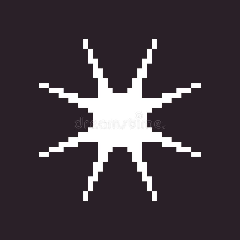 Black and White Simple 1bit Vector Pixel Art Icon of Star or Sparkle ...