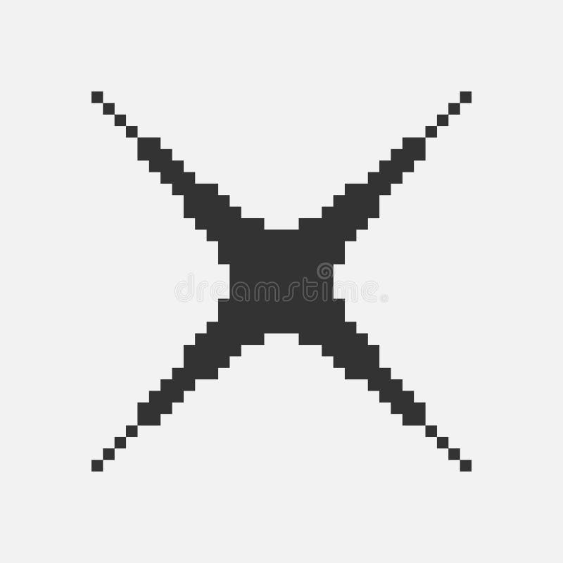 Black and White Simple 1bit Vector Pixel Art Icon of Star or Sparkle ...