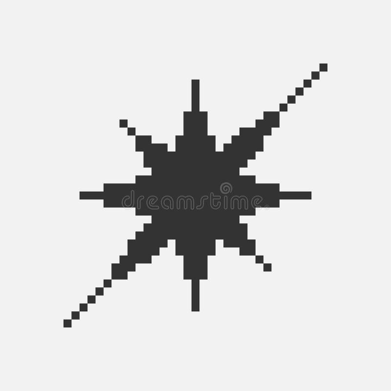 Black and White Simple 1bit Vector Pixel Art Icon of Star or Sparkle ...