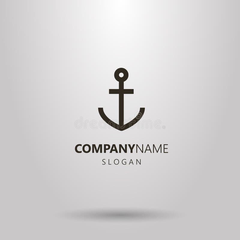 Black and White Simple Vector Line Art Anchor Logo Stock Illustration ...