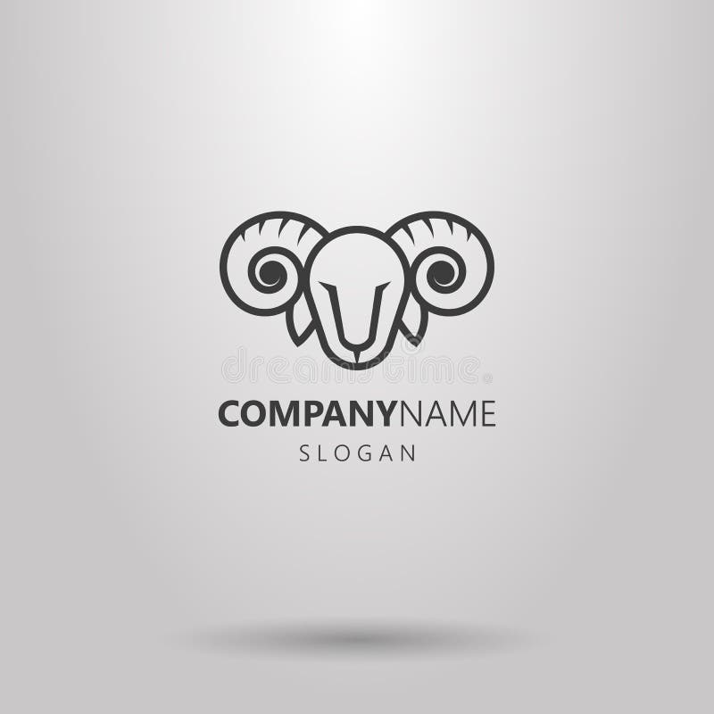 Black and White Simple Vector Line Art Ram Head Logo Stock Illustration ...