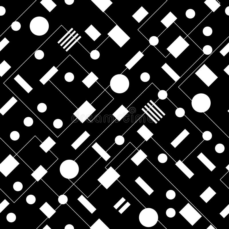 Black and White Simple Geometric Shapes Seamless Pattern, Vector Stock ...
